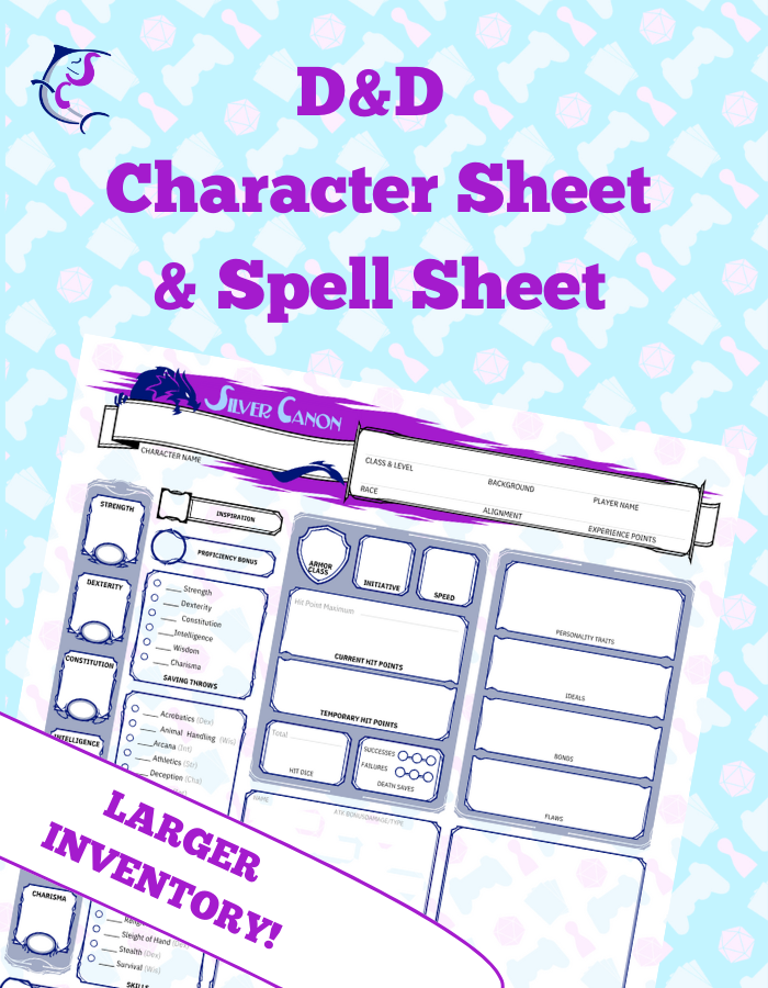 Silver Canon Character Sheet - Dungeon Masters Guild | DriveThruRPG