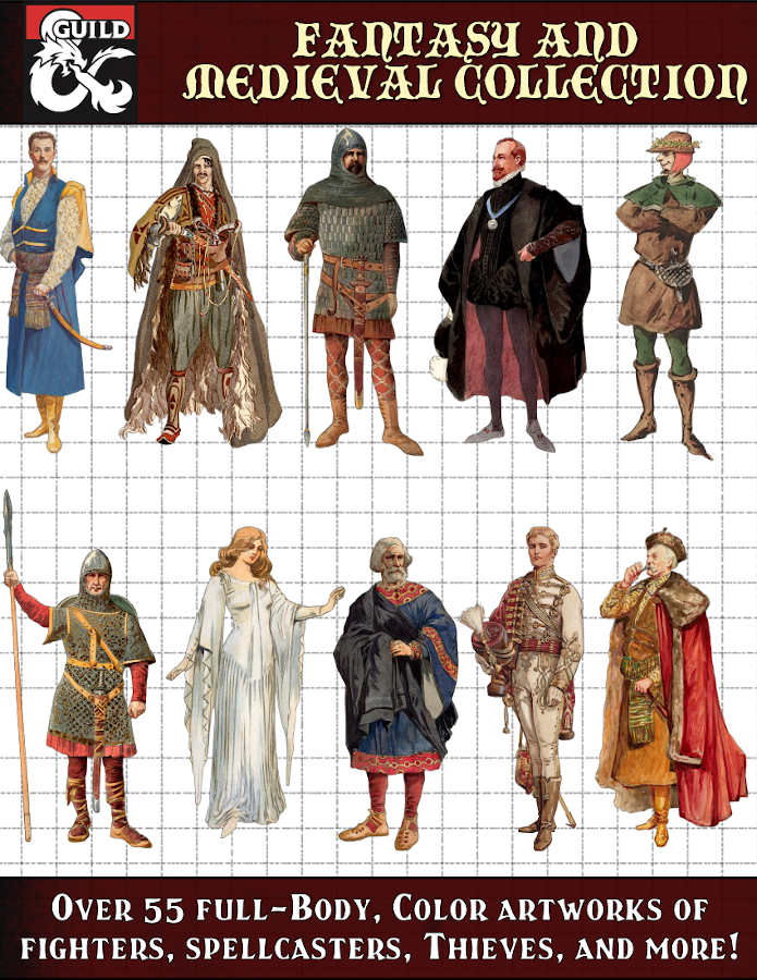 Fantasy and Medieval Stock Art Pack - 55+ Adventurers, Villains, and NPCs - Dungeon Masters ...