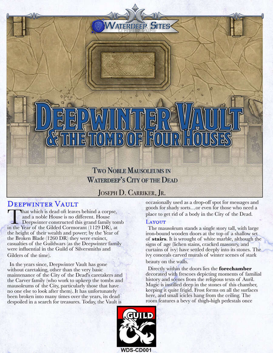 Deepwinter Vault & Tomb of Four Houses (Waterdeep Sites) - Dungeon ...