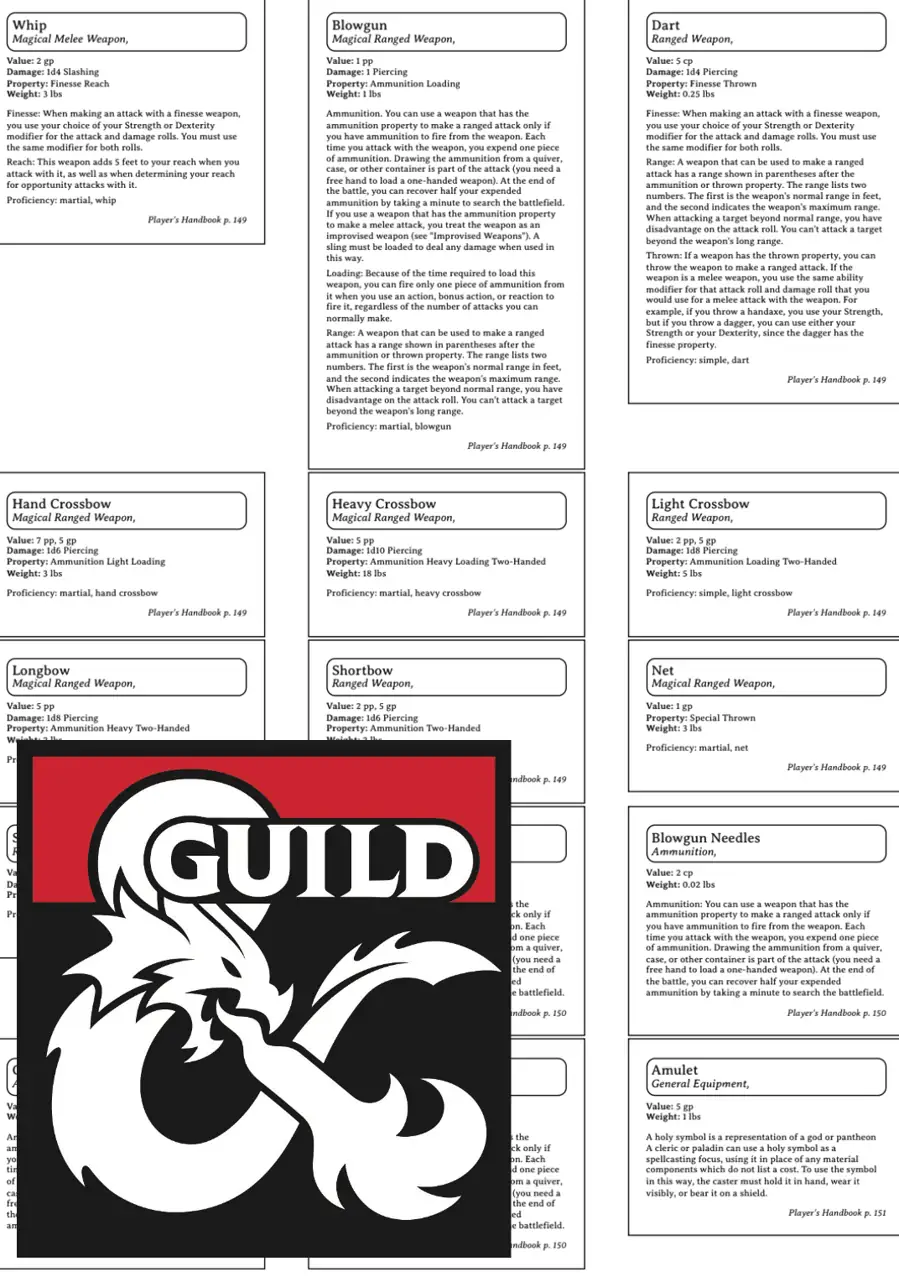 Player's Handbook (2014), Printable Item Handouts - Dungeon Masters Guild | DriveThruRPG