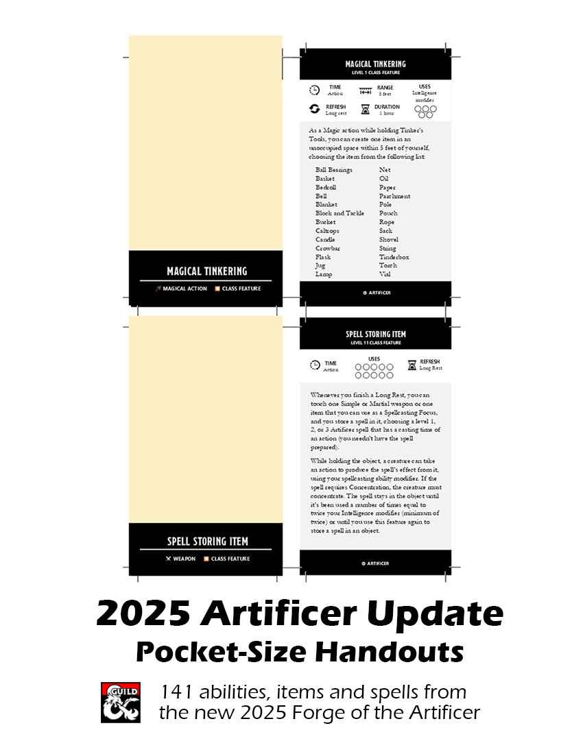2024 UA Artificer - Abilities, Items and Spells (2025 Forge of the ...