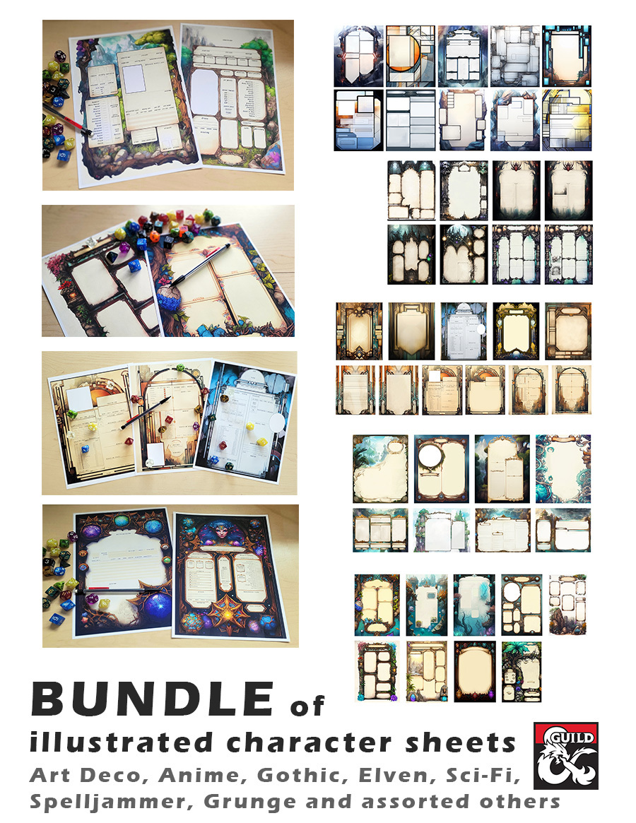 Illustrated Character Sheets [BUNDLE] - Dungeon Masters Guild ...
