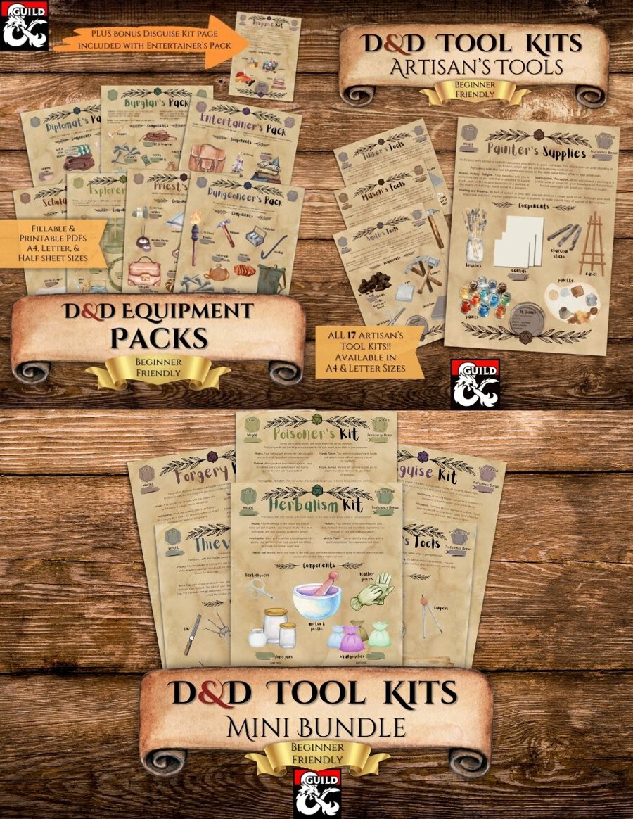 ALL-IN-ONE Equipment Packs & Tool Kits [BUNDLE] - Dungeon Masters Guild ...