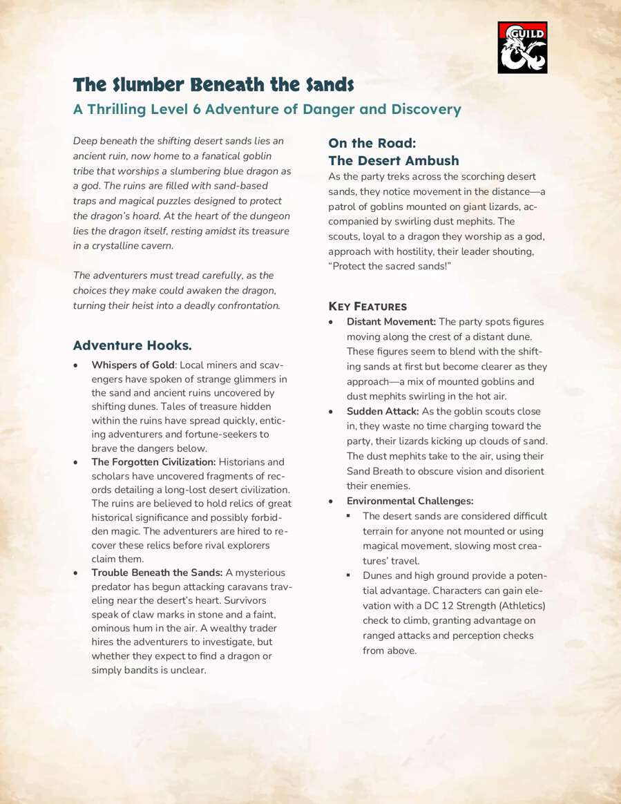 The Slumber Beneath the Sands - Dungeon Masters Guild | DriveThruRPG