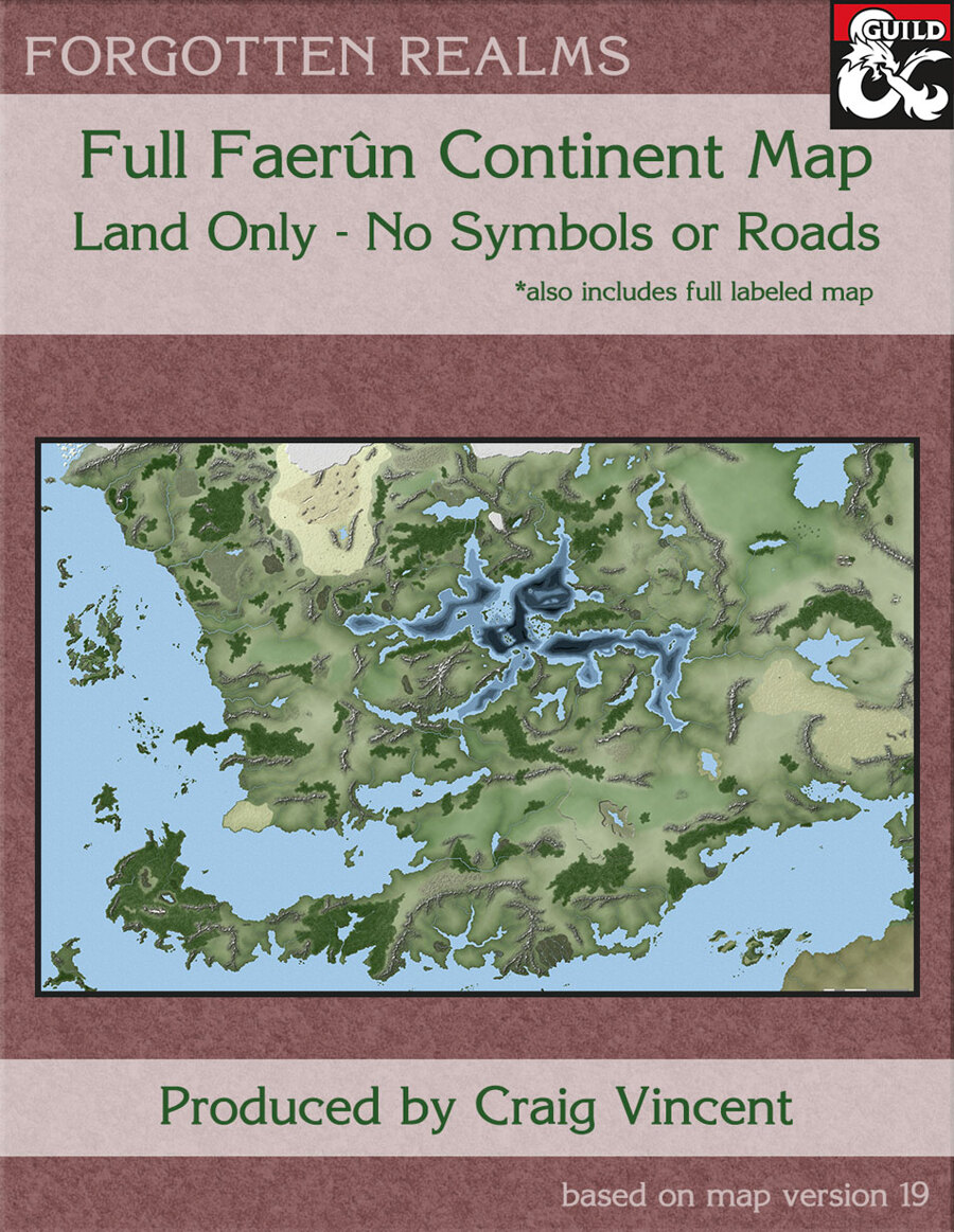 Full Faerun Continent Map - No Labels - Dungeon Masters Guild | DriveThruRPG
