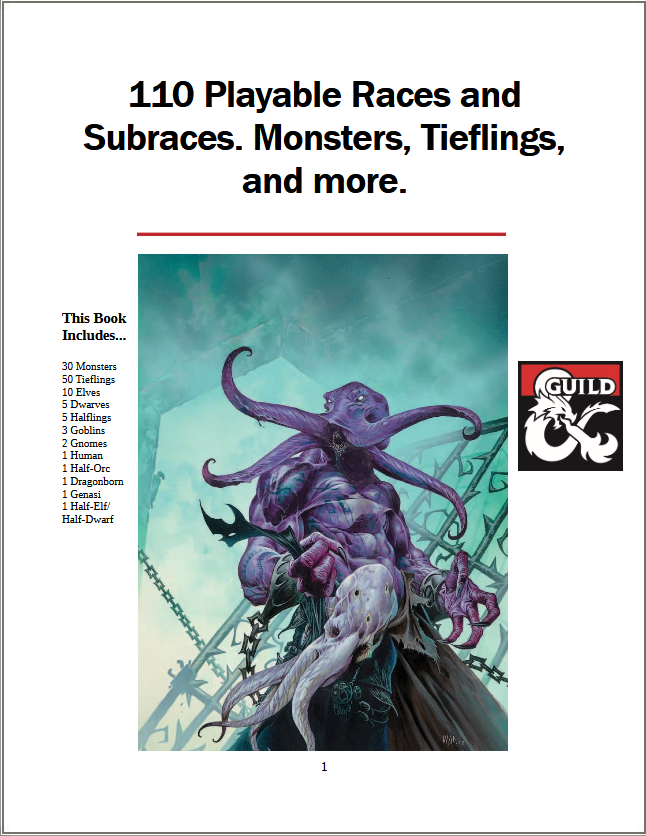 110 Playable Races. Monsters, Tieflings, and more. - Dungeon Masters ...