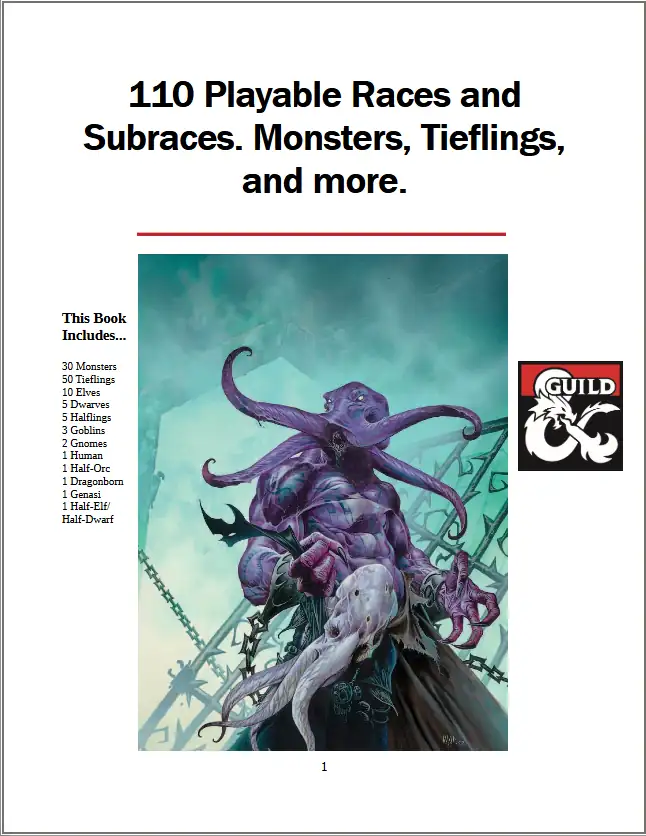 110 Playable Races. Monsters, Tieflings, and more. - Dungeon Masters ...