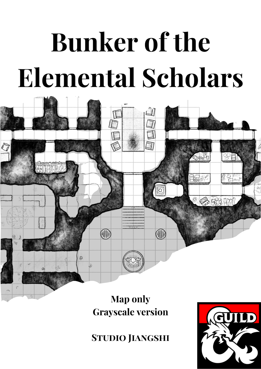 Bunker of the Elemental Scholars - grayscale map only - Dungeon Masters ...