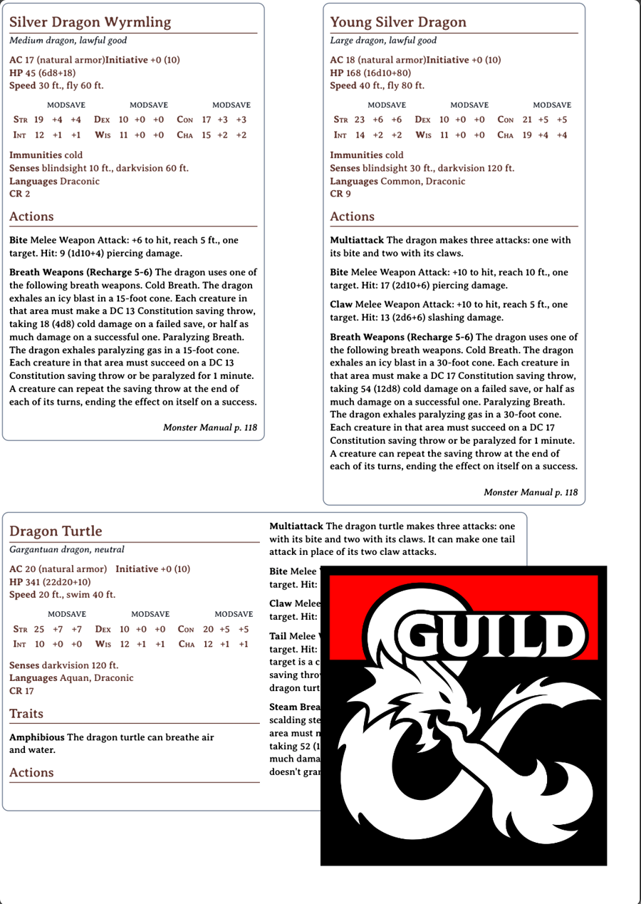Monster Manual (2014), Monster/NPC Stat Block Reference - Dungeon ...