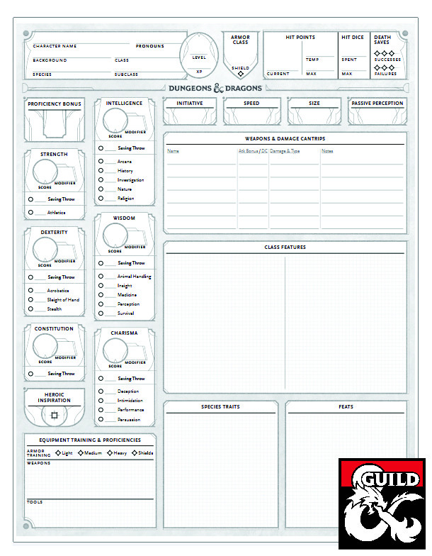 2024 Form-fillable Character Sheet with Pronouns & Stat Score in the ...