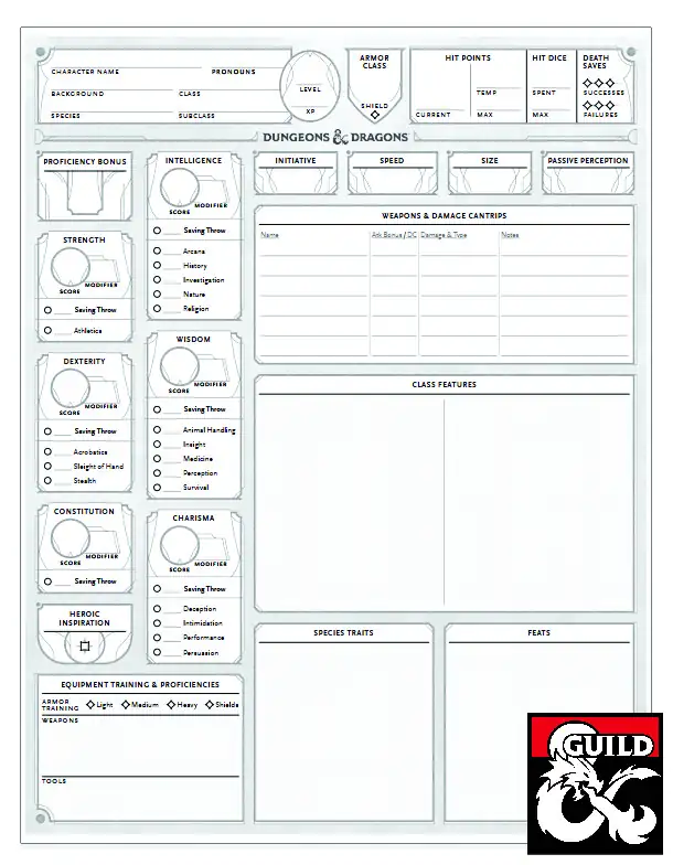 2024 Form-fillable Character Sheet with Pronouns & Stat Score in the ...