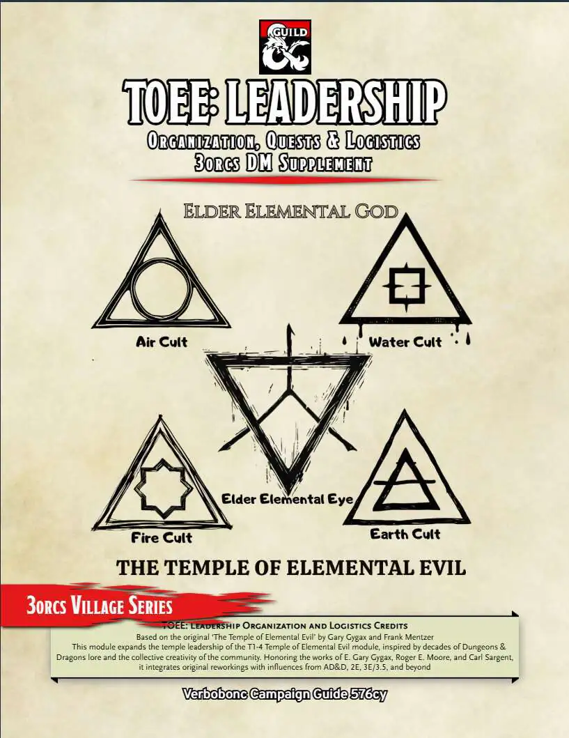 3orcs TOEE DM Supplement - Elemental Temple Leadership & Quests ...
