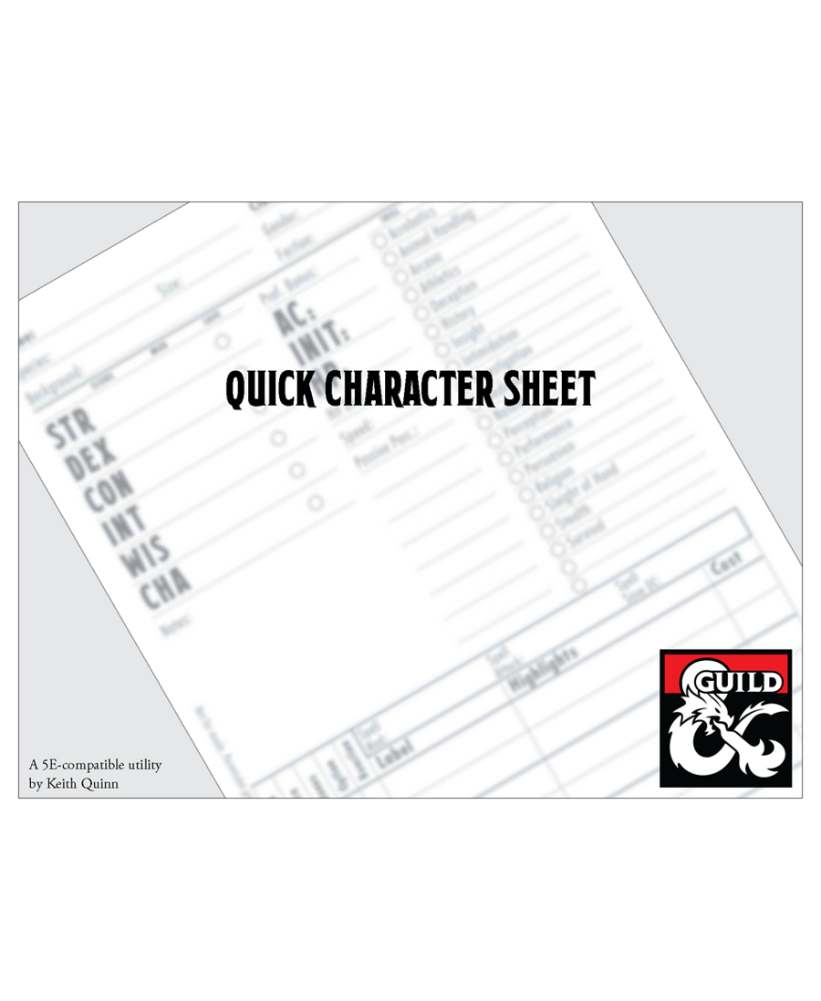 Quick Character Sheet - Dungeon Masters Guild | DriveThruRPG