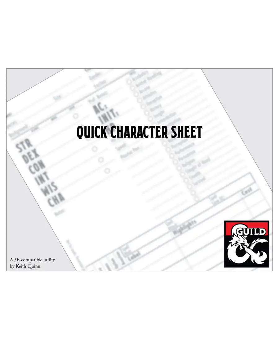 Quick Character Sheet - Dungeon Masters Guild | DriveThruRPG