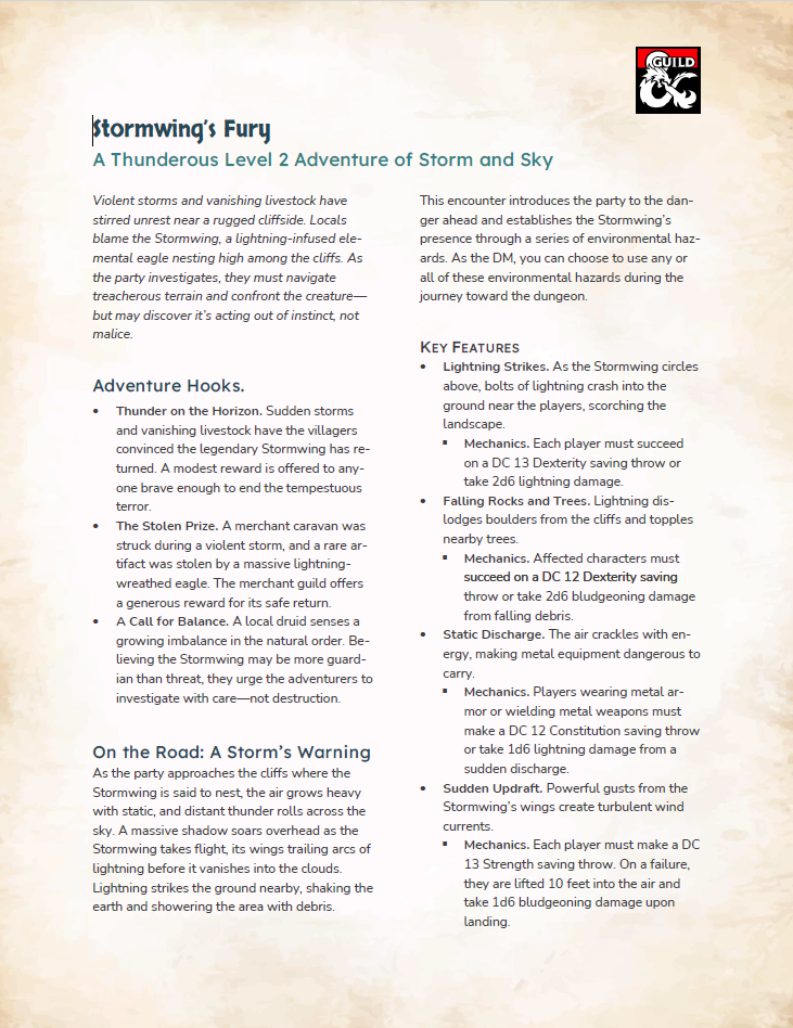 Stormwing’s Fury – A Level 2 Adventure of Storm and Sky - Dungeon ...