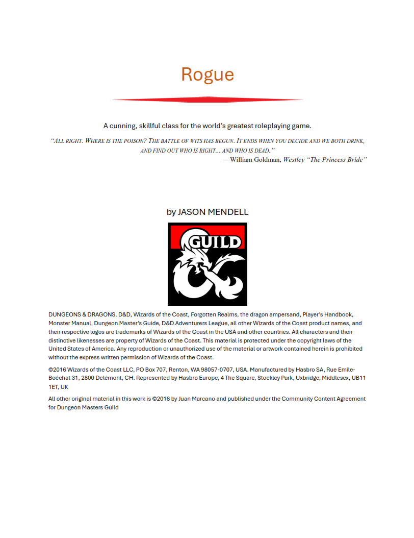 D&D 2024 - Rogue - Dungeon Masters Guild | DriveThruRPG