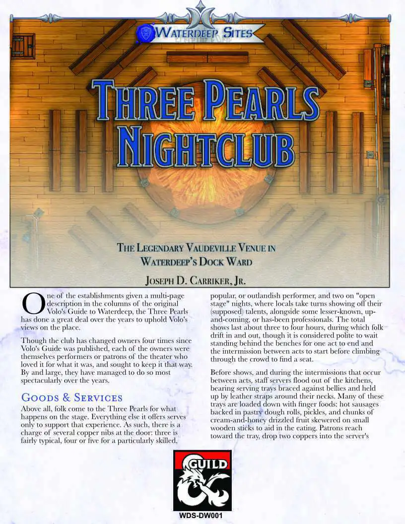 Three Pearls Nightclub (Waterdeep Sites) - Dungeon Masters Guild ...