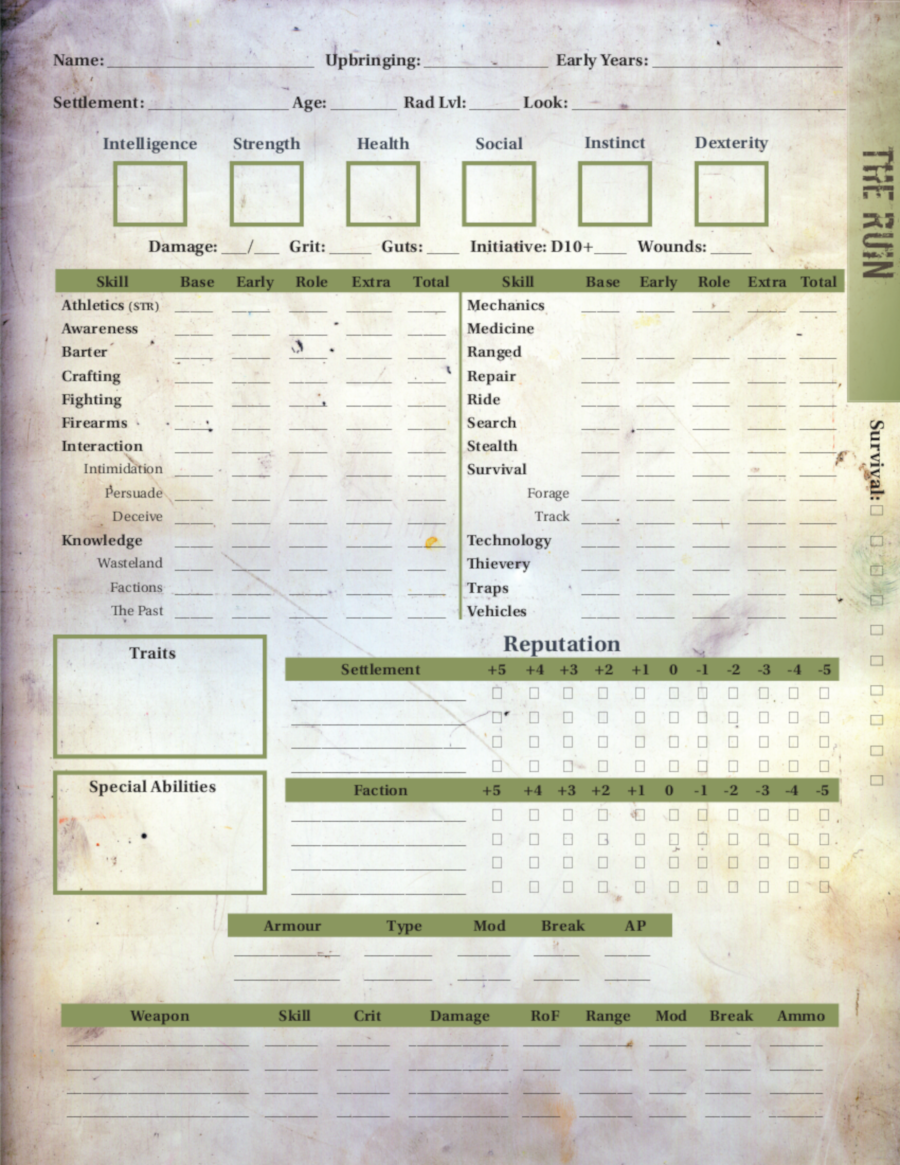 The Ruin D100 - Character Sheet - Broken Rat Games | The Ruin ...