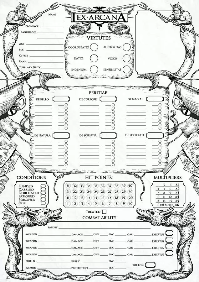 Lex Arcana RPG - New Character Sheet - Acheron Games | Lex Arcana ...