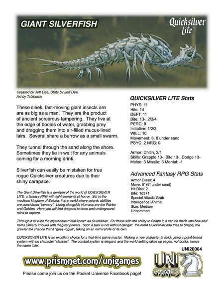 Silverfish: Set 1, Quicksilver Paper Minis - UNIGames | Pocket Universe ...