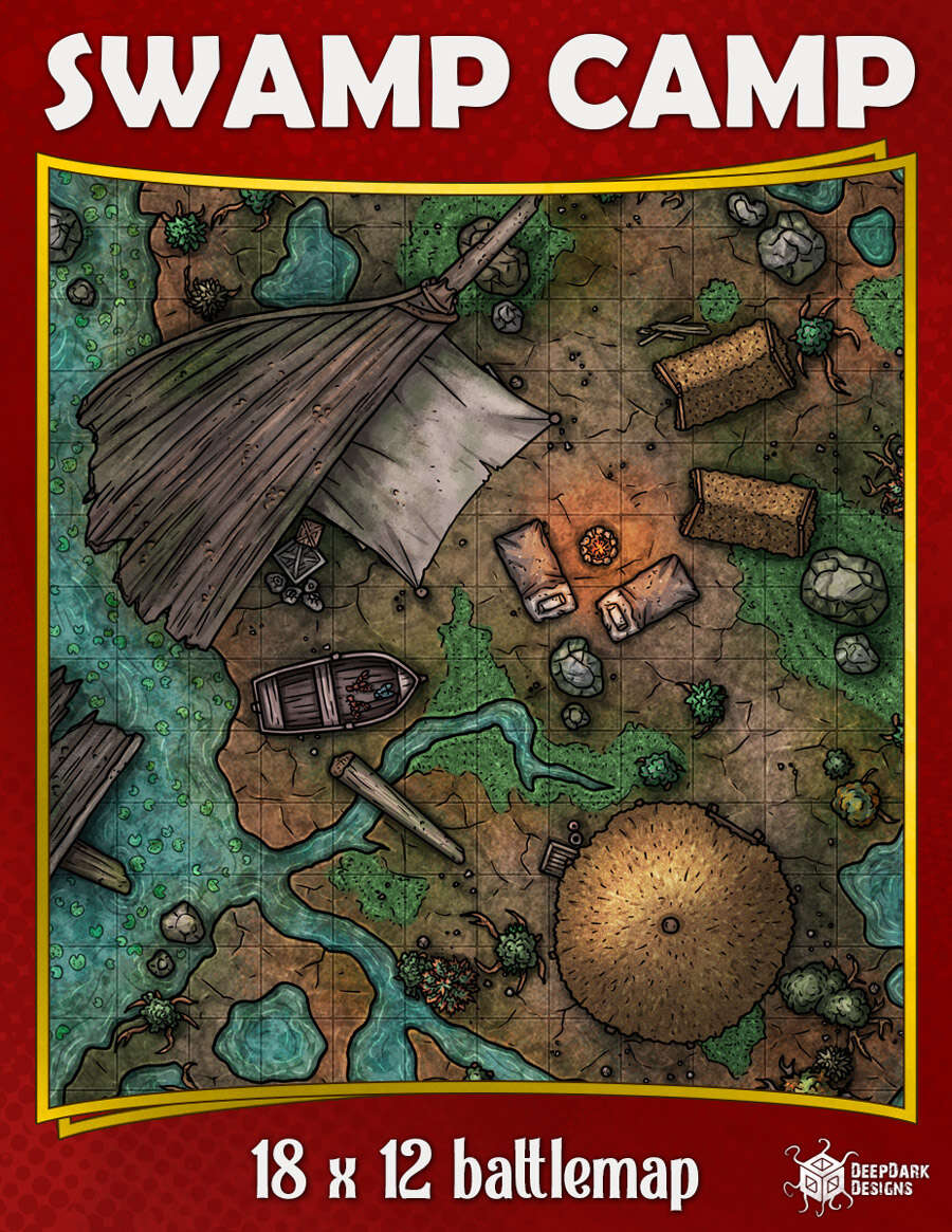 Swamp Camp Battlemap - DeepDark Designs | Battlemaps & Floorplans ...