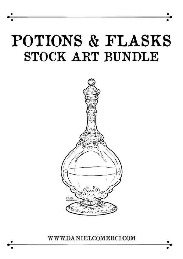 Potions & Flasks Stock Art - Daniel Comerci Stock Art | Lineart Spots ...