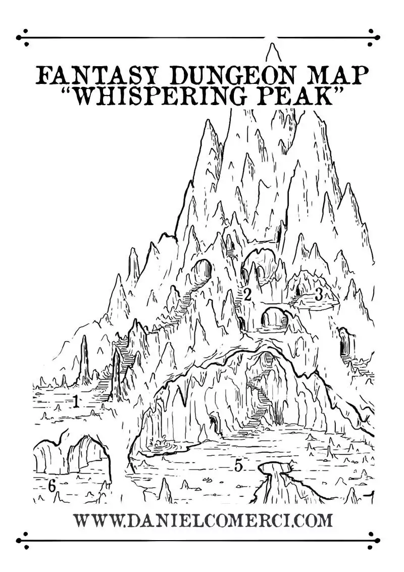 Fantasy Dungeon Map "Whispering Peak" - Daniel Comerci Stock Art | Maps ...