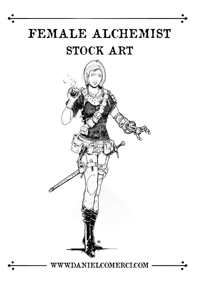 Female Alchemist Stock Art - Daniel Comerci Stock Art | Lineart ...