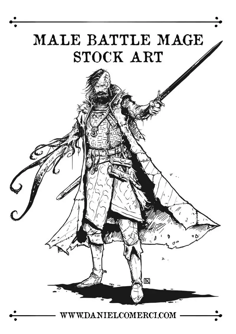 Battle Mage Stock Art - Daniel Comerci Stock Art | Lineart Characters ...
