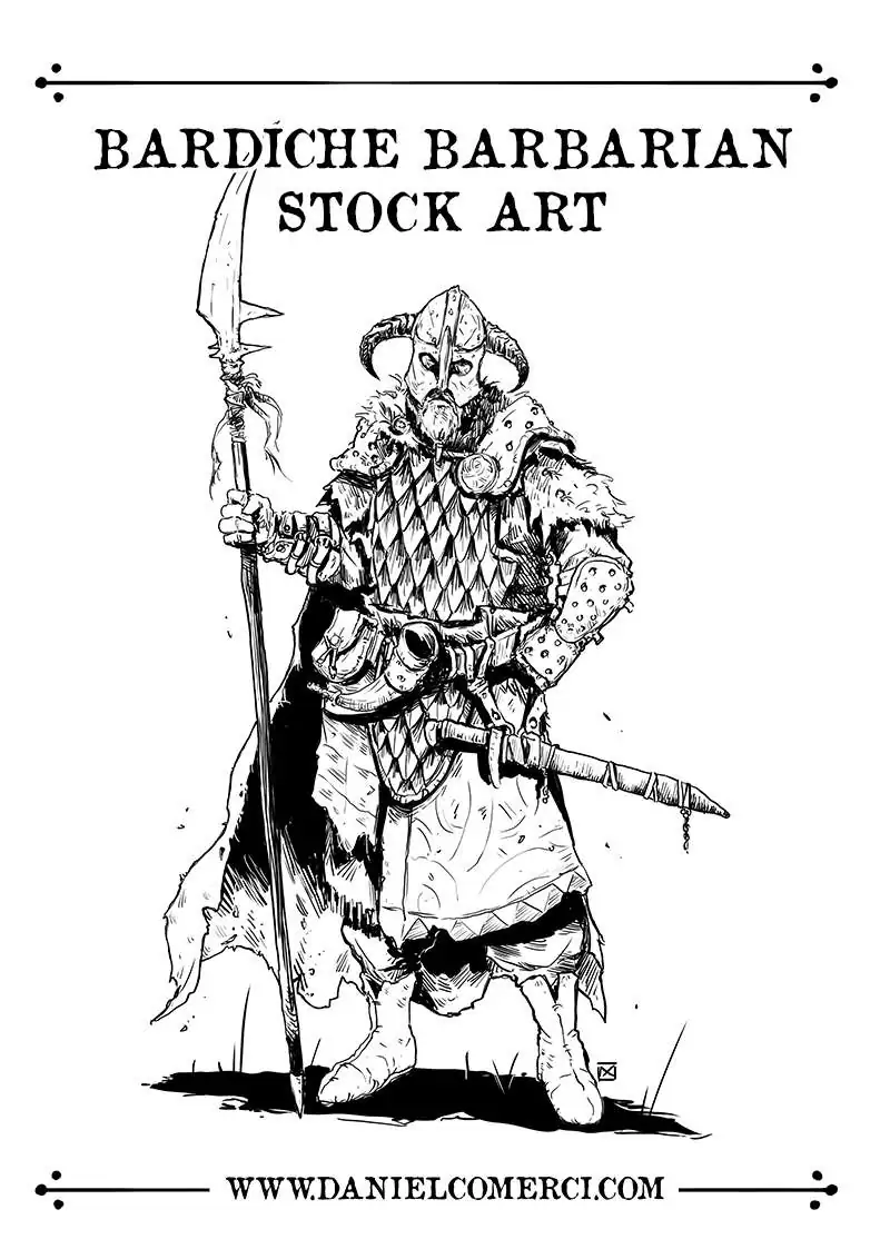 Bardiche Barbarian Stock Art - Daniel Comerci Stock Art | Lineart ...