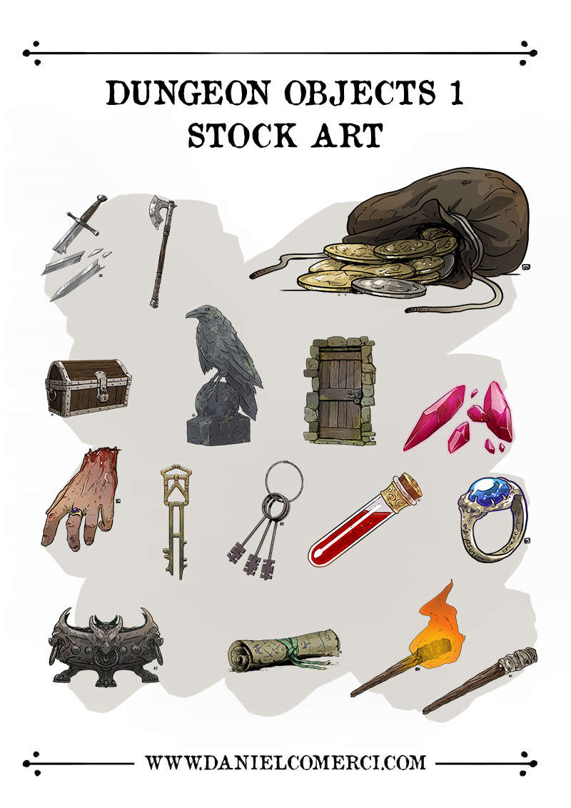 Dungeon Objects 1 Stock Art - Daniel Comerci Stock Art | Color Spots ...