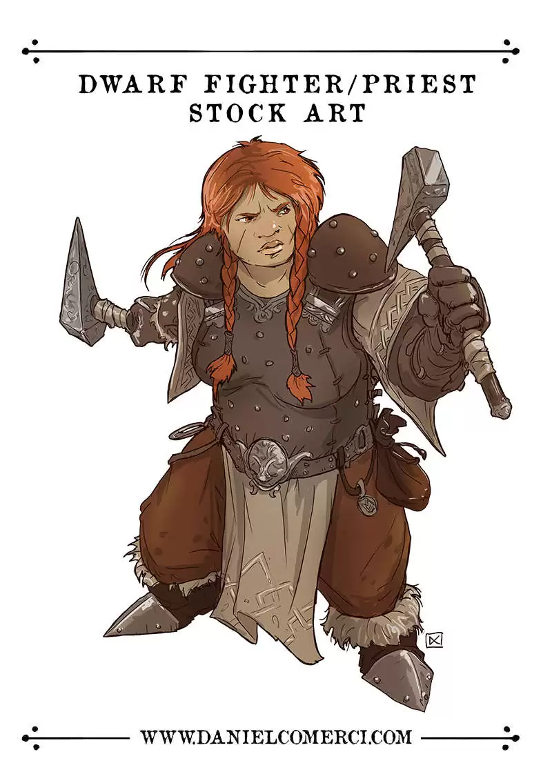 Female Dwarf Fighter-Priest Stock Art - Daniel Comerci Stock Art ...