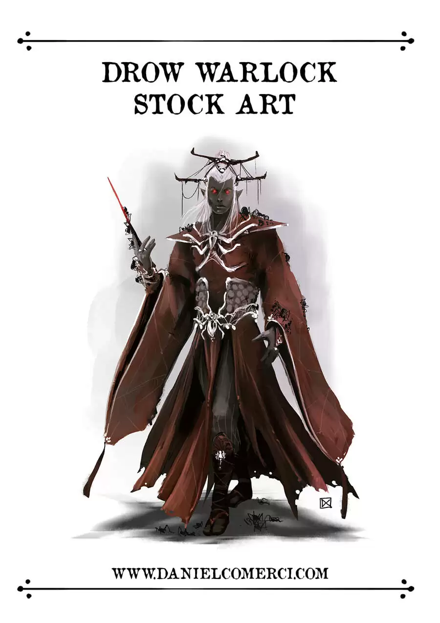 Drow Warlock Stock Art - Daniel Comerci Stock Art | Color Characters ...
