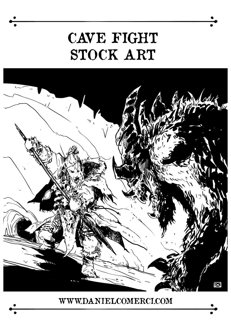 Cave Fight Stock Art - Daniel Comerci Stock Art | Lineart Characters ...