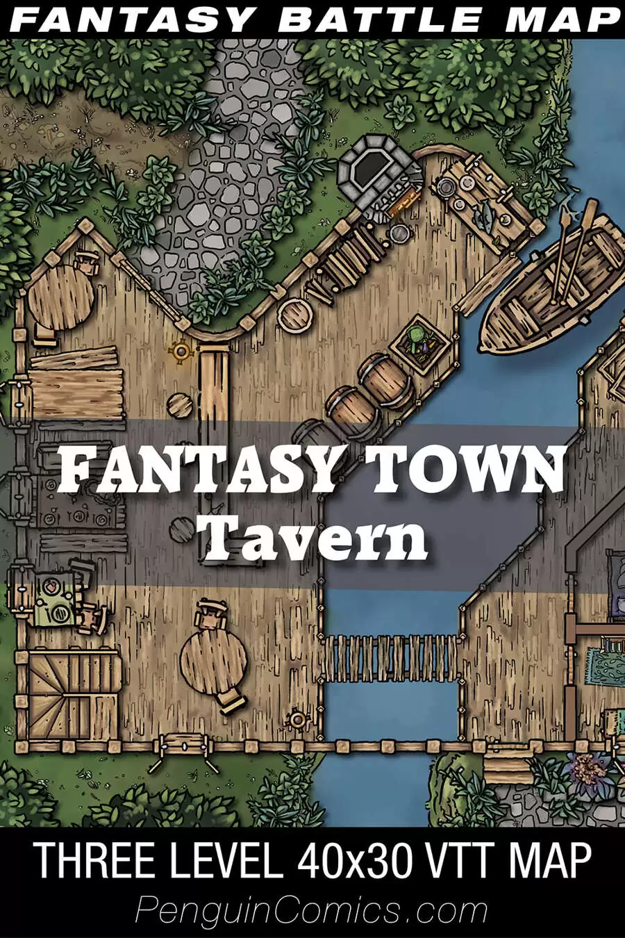 VTT Battle Maps - Fantasy Town: Tavern - 40x30, 3 Levels ...