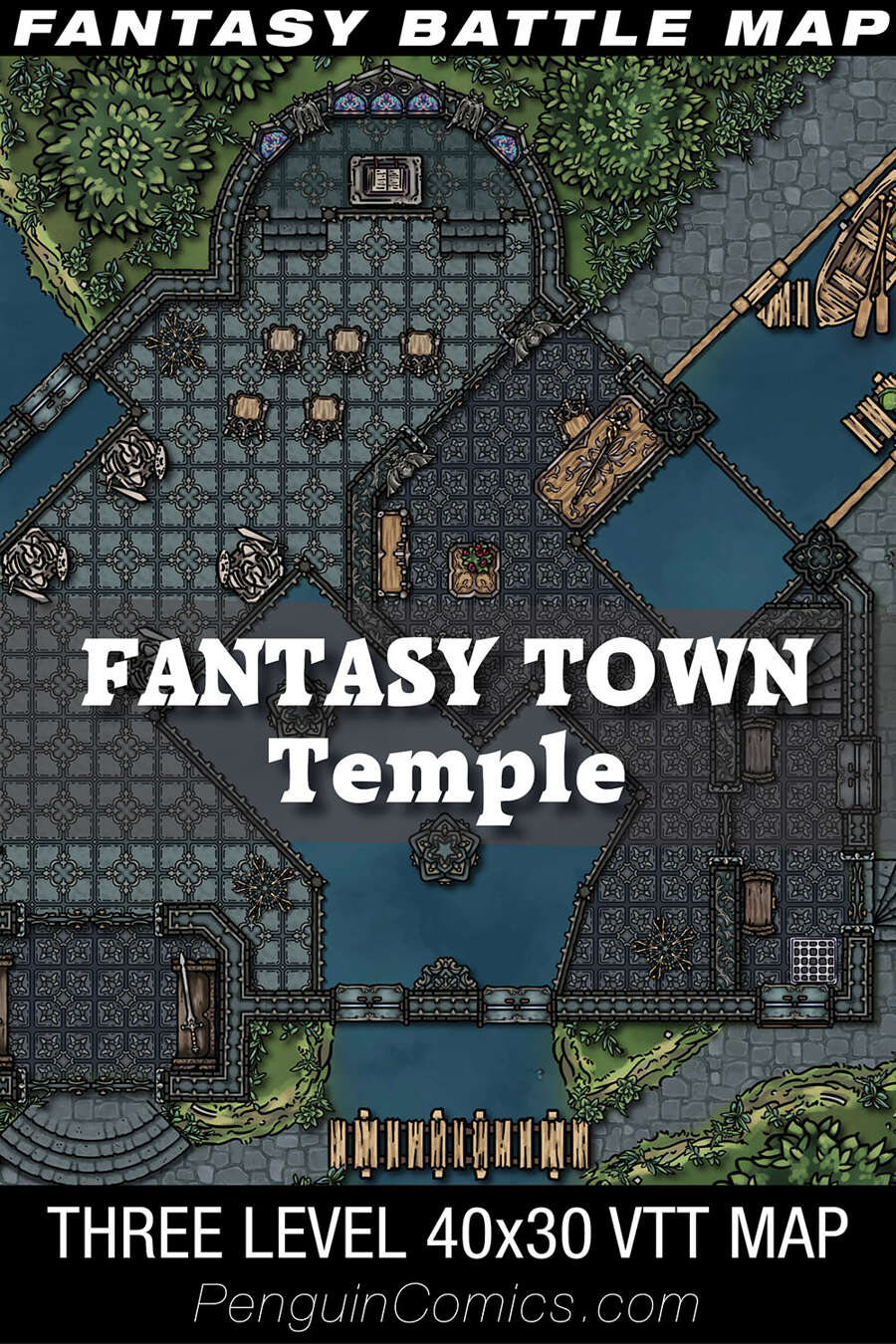 VTT Battle Maps - Fantasy Town: Temple - 40x30, 3 Levels ...