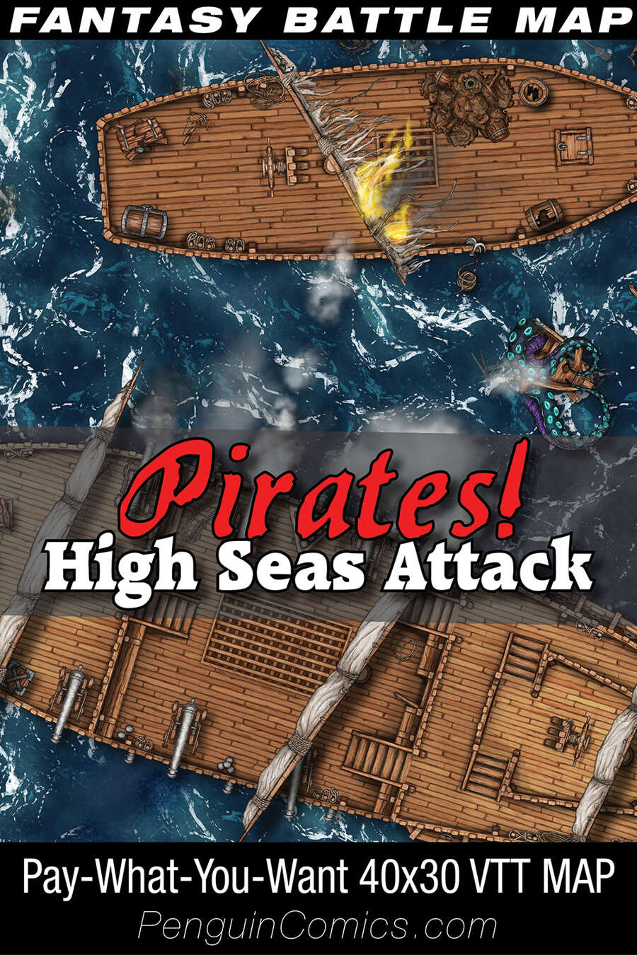 VTT Battle Maps: Pirates! High Seas Attack - 40x30 - PenguinComics ...