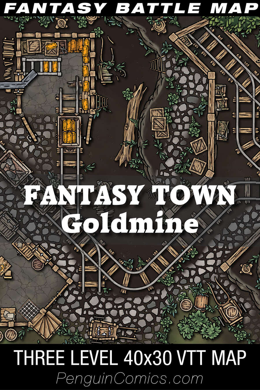 VTT Battle Maps - Fantasy Town: Goldmine - 40x30, 3 Levels ...