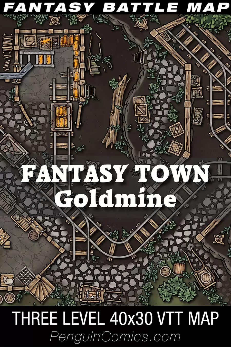 VTT Battle Maps - Fantasy Town: Goldmine - 40x30, 3 Levels ...