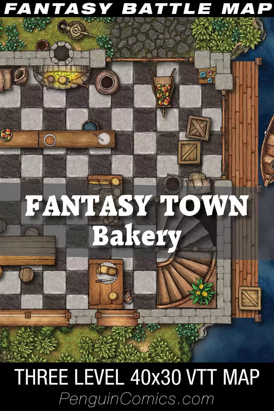 VTT Battle Maps - Fantasy Town: Bakery - 40x30, 3 Levels ...