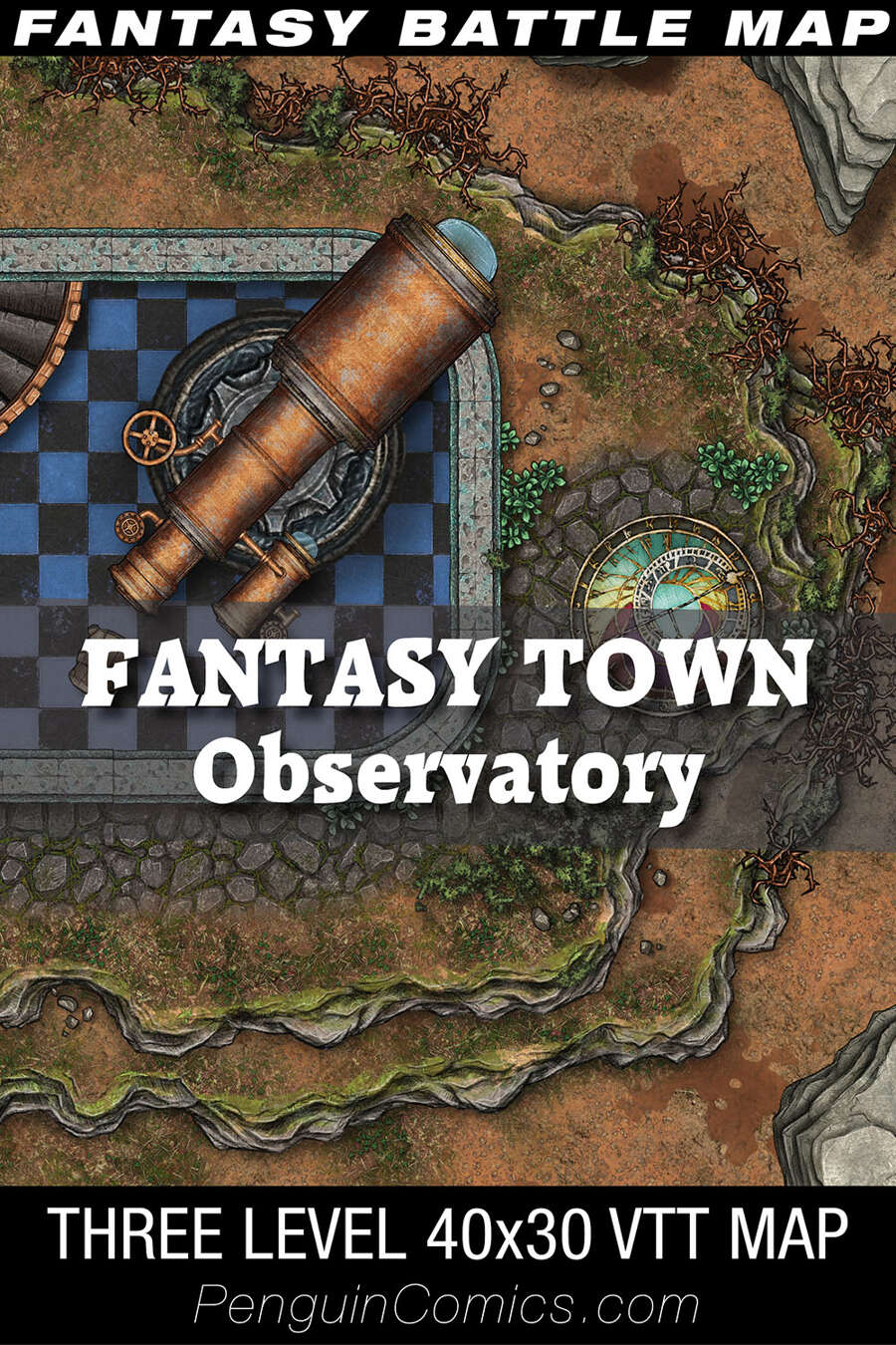 VTT Battle Maps - Fantasy Town: Observatory - 40x30, 3 Levels ...