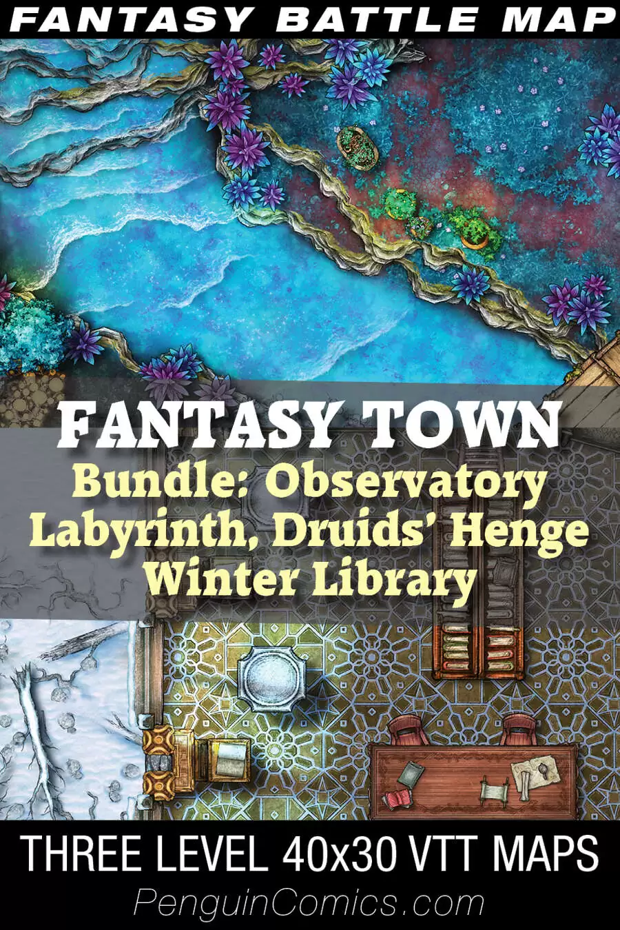 VTT Battle Maps: Fantasy Town V | 40x30 3 Level [BUNDLE ...