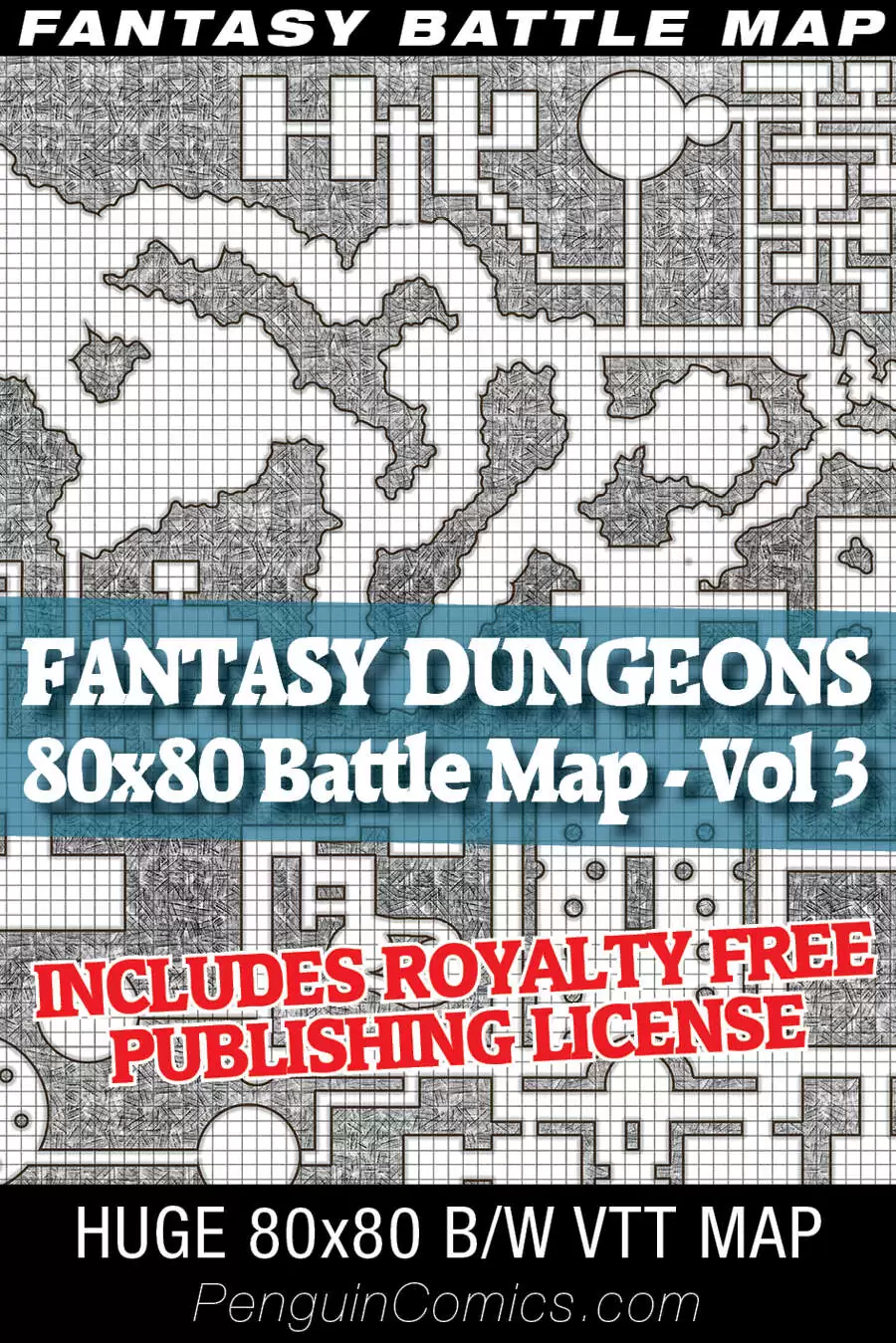 VTT Battle Maps - Fantasy Dungeons Vol III - Large 80x80 map + License ...