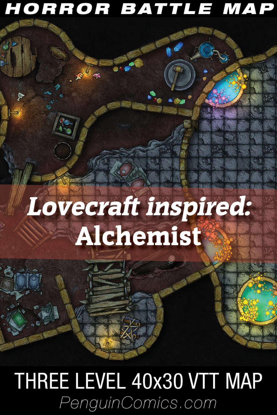VTT Battle Maps - Lovecraft inspired: Alchemist - 40x30, 3 Levels ...