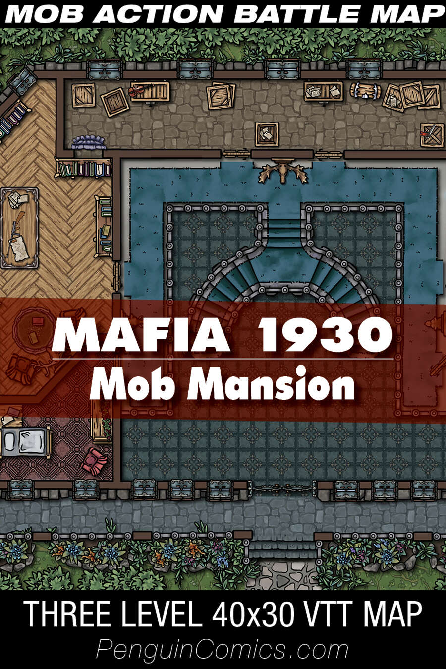 VTT Battle Maps - Mafia 1930: Mob Mansion - 40x30, 3 Levels ...