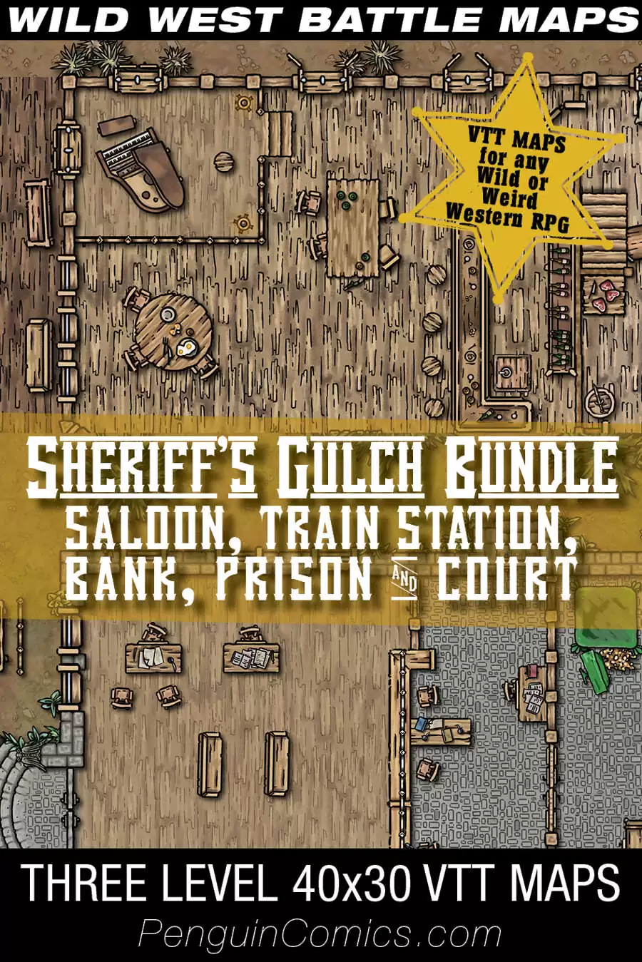 VTT Battle Maps - Sheriff's Gulch I | - 40x30 3 Level [BUNDLE ...