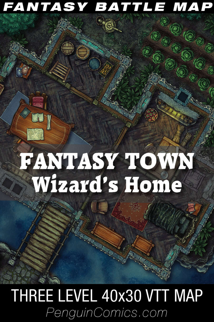 VTT Battle Maps - Fantasy Town: Wizard's House - 40x30, 3 Levels ...