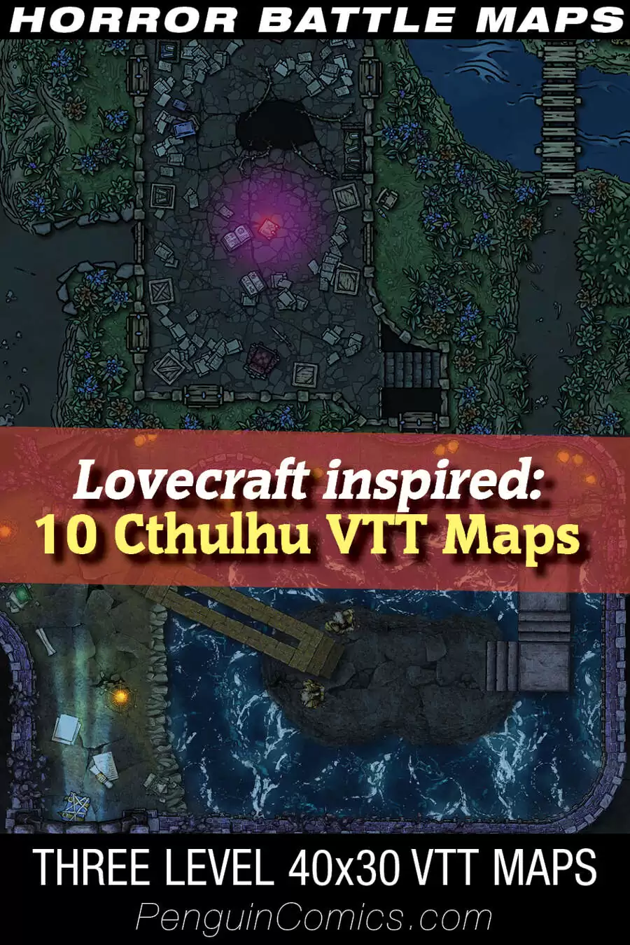 VTT Battle Maps: Lovecraftian Inspired: 10 Cthulhu Maps [BUNDLE ...