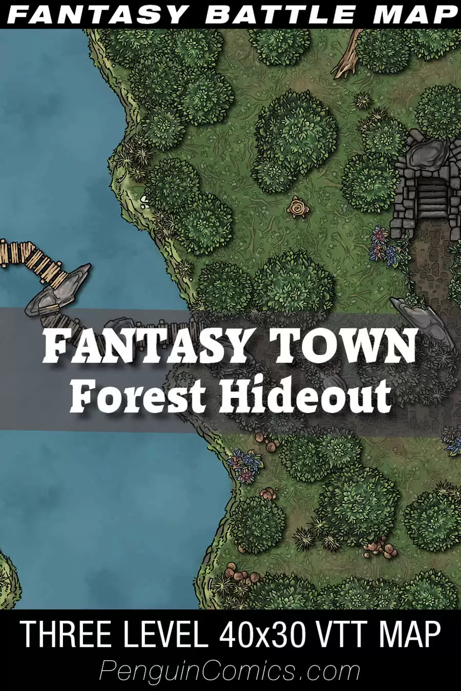VTT Battle Maps - Fantasy Town: Forest Hideout - 40x30, 3 Levels ...