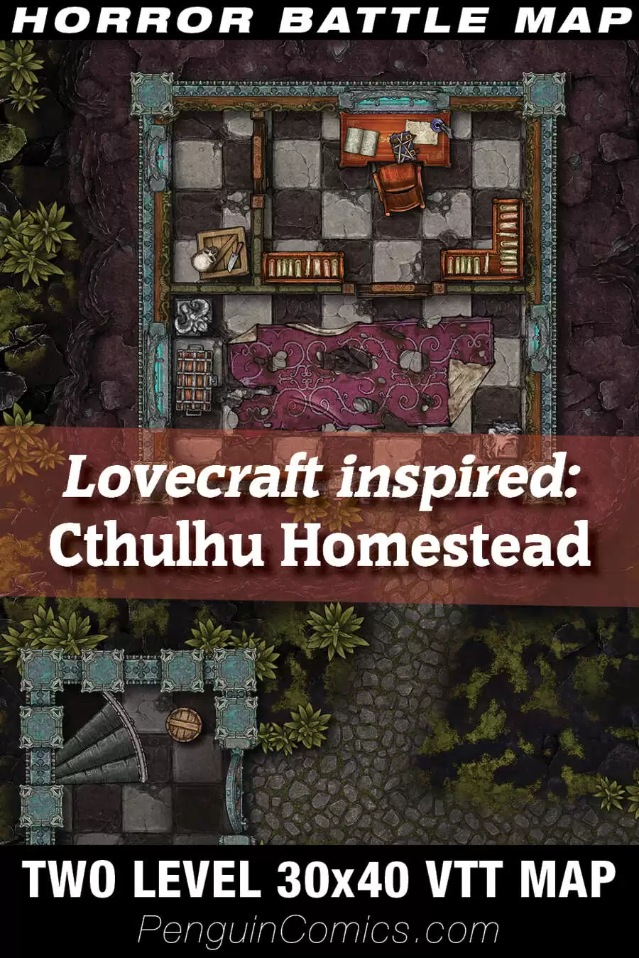 VTT Battle Maps - Lovecraft inspired: Cthulhu Homestead - 30x40, 2 ...
